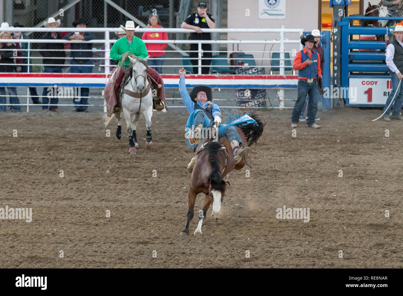 CODY, WYOMING - JUNE 29, 2018: Cody Stampede Park arena. Cody is the ...