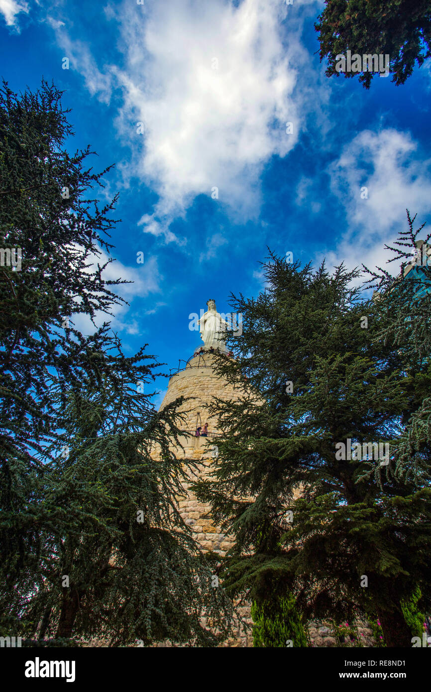 The statue of Virgin Mary in Harissa, mount Lebanon Stock Photo - Alamy