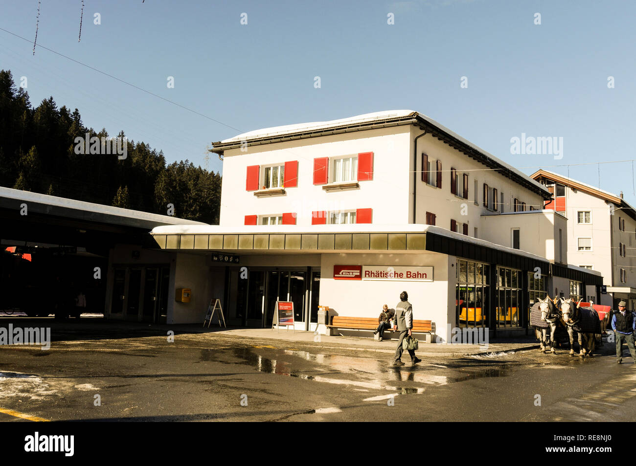 Klosters mainline rail station at Klosters ski resort in Switzerland ...