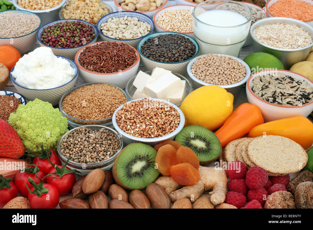 Fruit vegetables legumes whole grains hi-res stock photography and ...