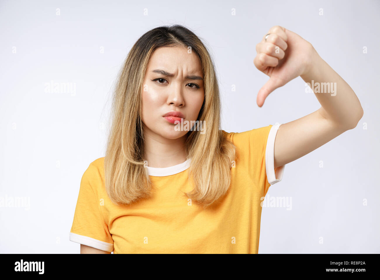 Portrait of sad crying pensive mad crazy asian woman. Closeup young ...