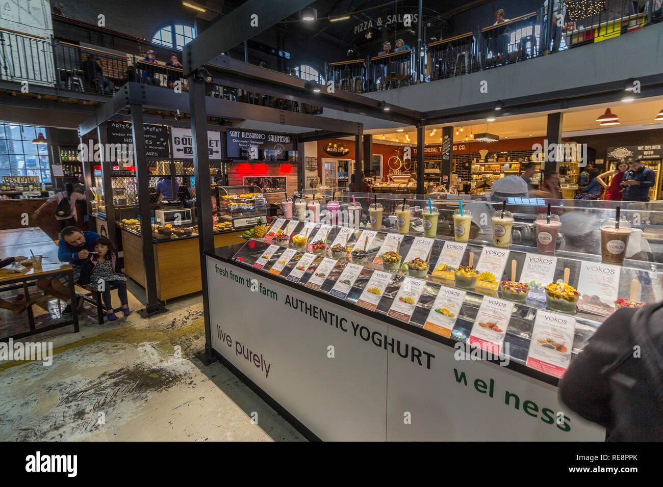 Inside food market of V A waterfront in Cape Town Stock Photo - Alamy