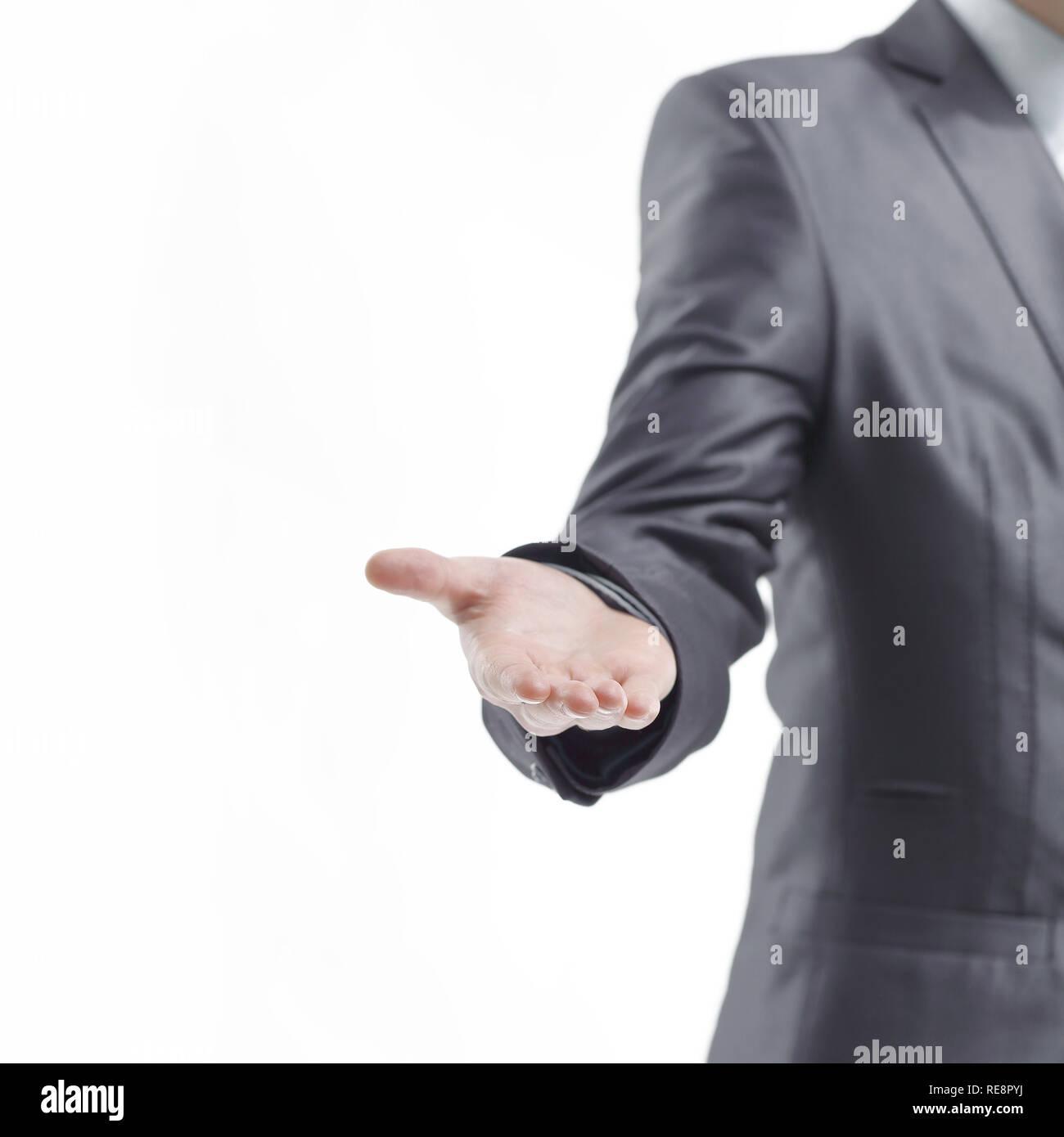 vertical photo.businessman holds out his hand for a handshake Stock ...