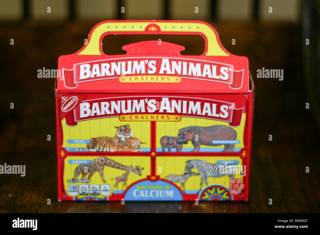 Original box of Barnum's Animal Crackers with circus animals behind ...