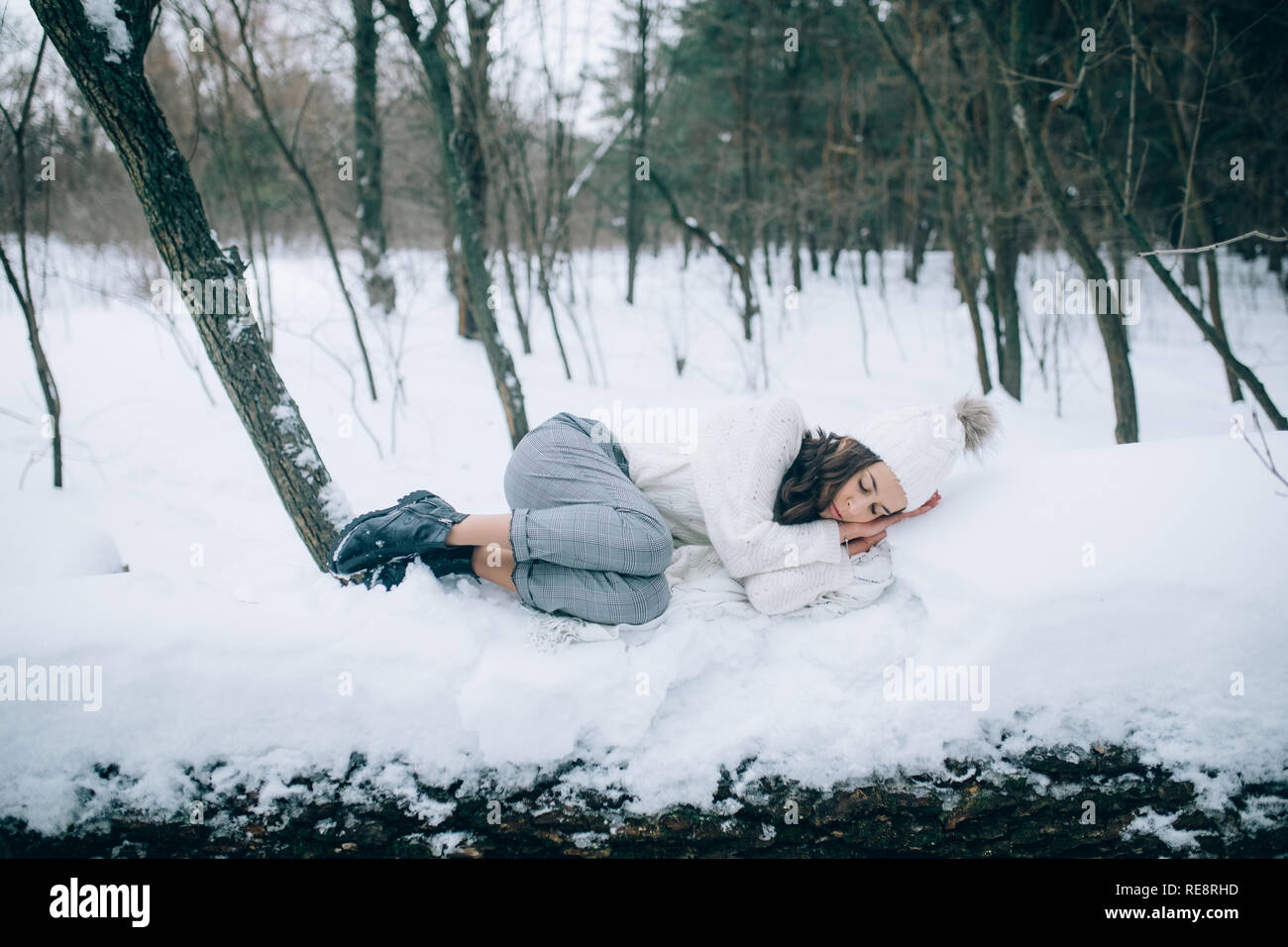 Woman covered in snow sad hi-res stock photography and images - Alamy