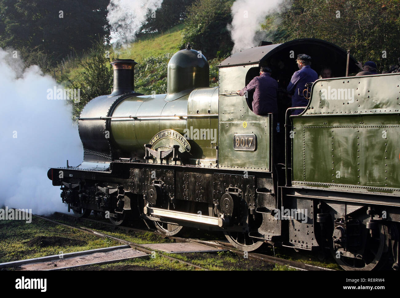 Dukedog 9017 departs from Bridgnorth shed on the Severn Valley Railway ...