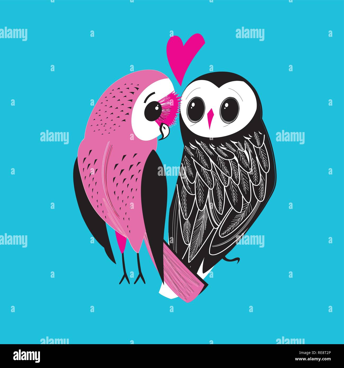 Owl and hearts Stock Vector Images - Alamy