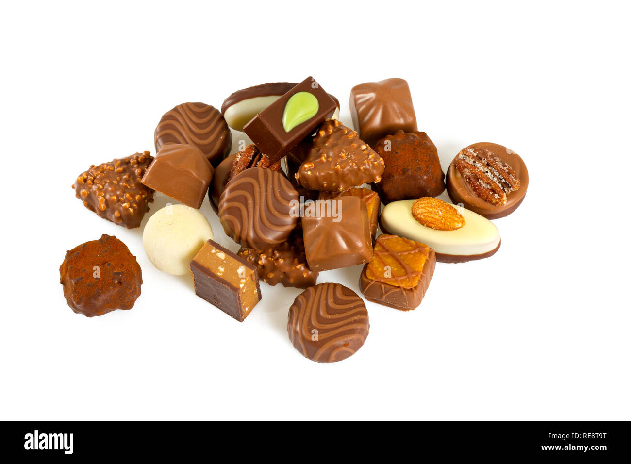 chocolate pralines over white Stock Photo - Alamy