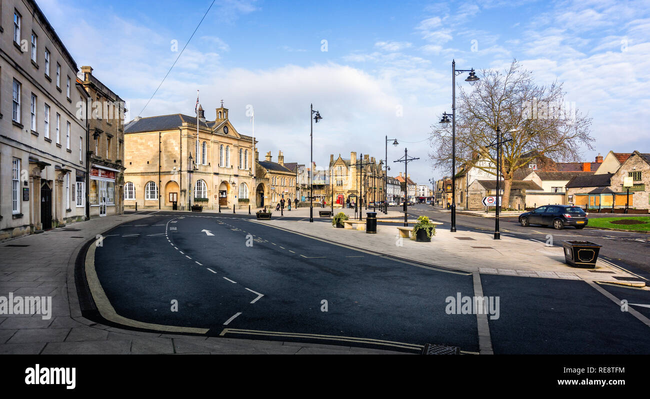 Melksham town centre and Town Hall in Melksham, Wiltshire, UK on 20 ...