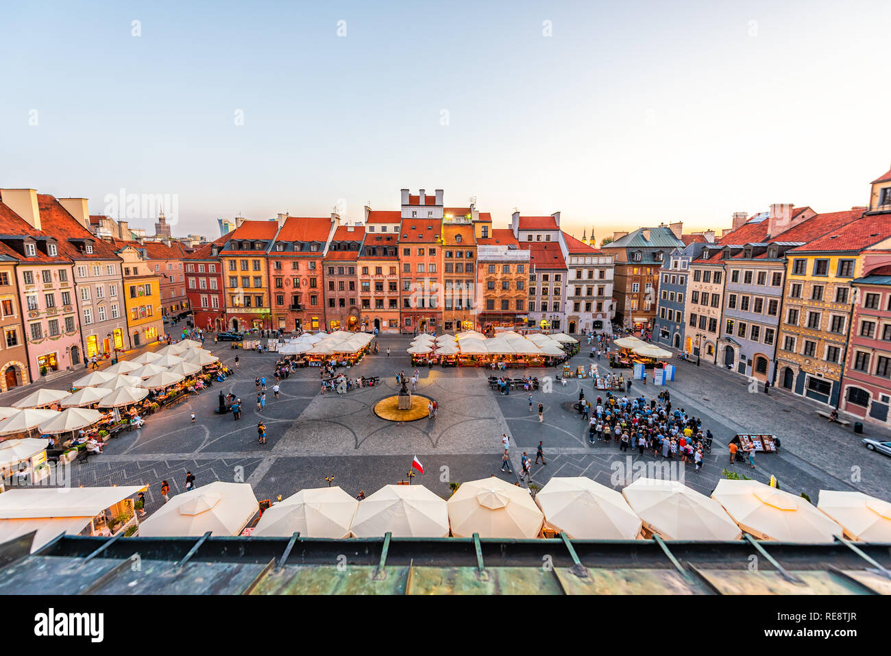 Warsaw, Poland - August 22, 2018: Historic cityscape with high angle ...