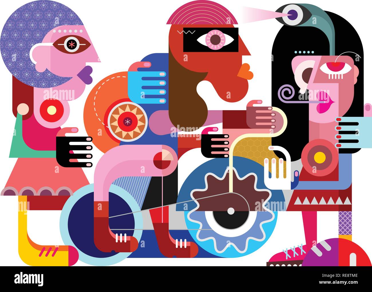 Man watching women on Stock Vector Images - Alamy