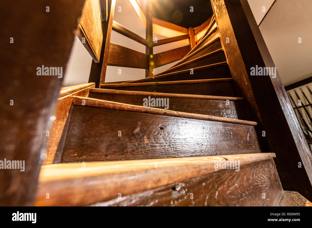 Old colonial era spiral staircase Stock Photo - Alamy