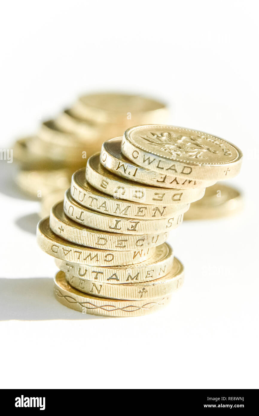 British one pound sterling coin isolated on white background - Brexit ...