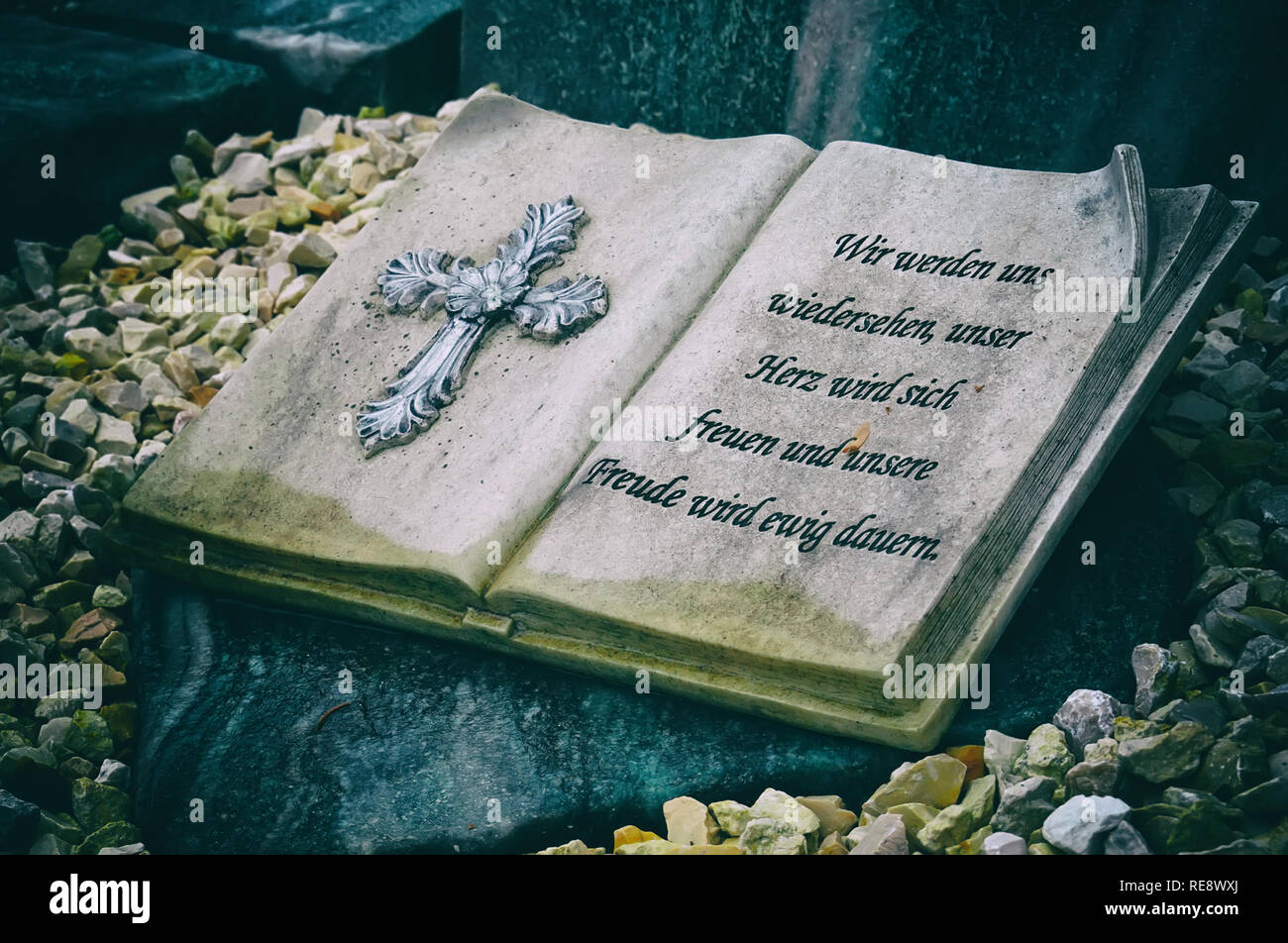 Granite stone cross crucifix memorial hi-res stock photography and ...