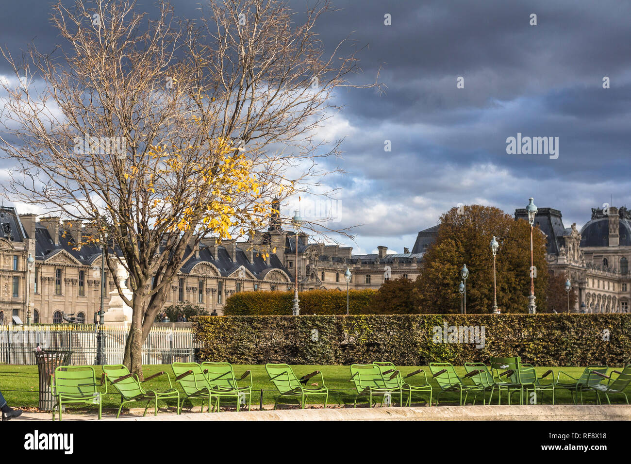 Dark clouds, thunderstorm, park in Paris center city Stock Photo - Alamy