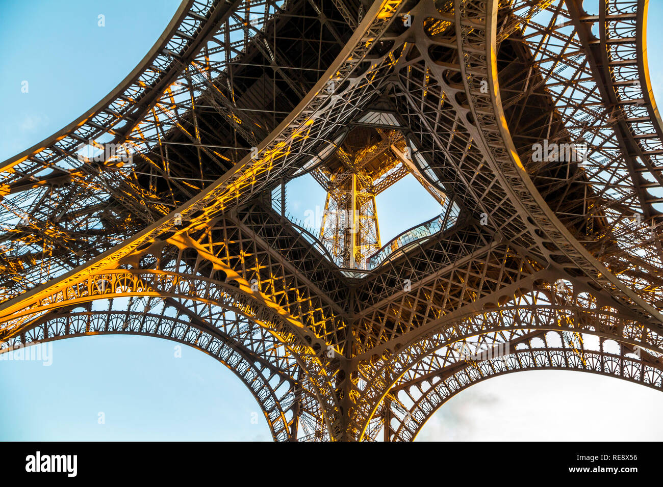 Nice architecture of Eiffel tower in Paris in the evening Stock Photo ...