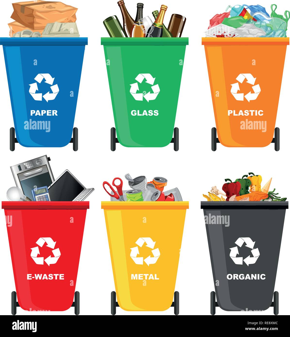 Set of different trash bin illustration Stock Vector Image & Art - Alamy