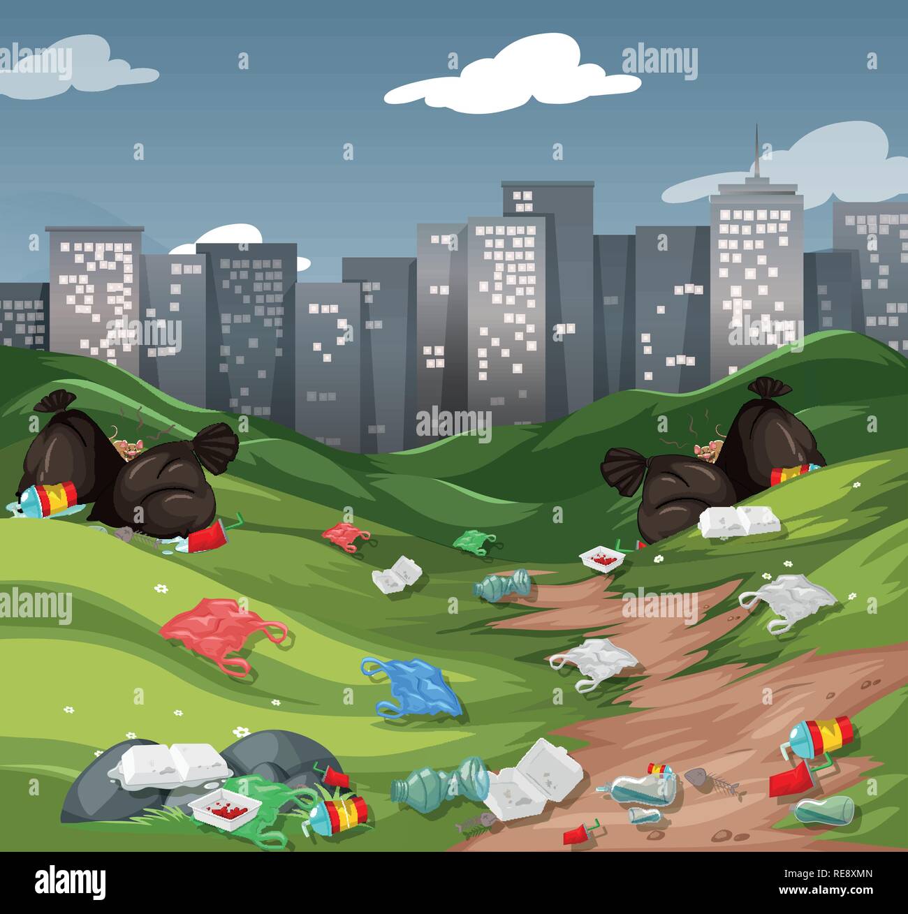 Litter in the urban park illustration Stock Vector Image & Art - Alamy
