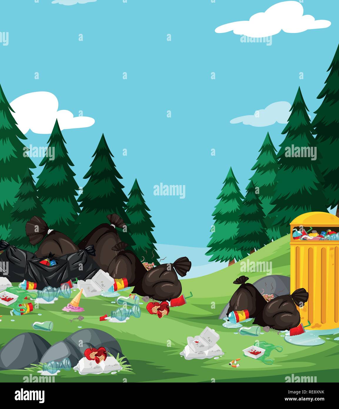 Litter in the park illustration Stock Vector Image & Art - Alamy