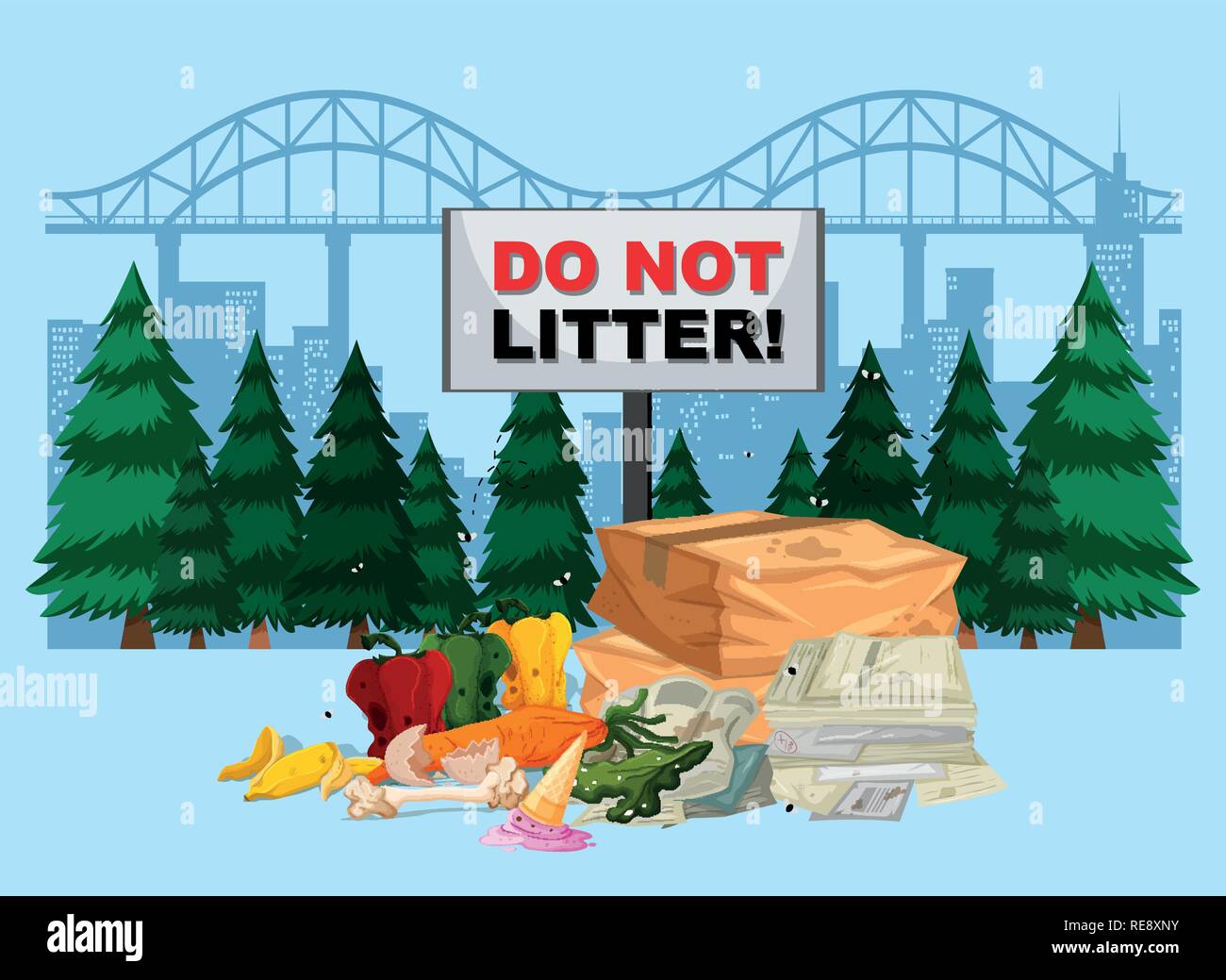 DO not litter banner with city background illustration Stock Vector ...