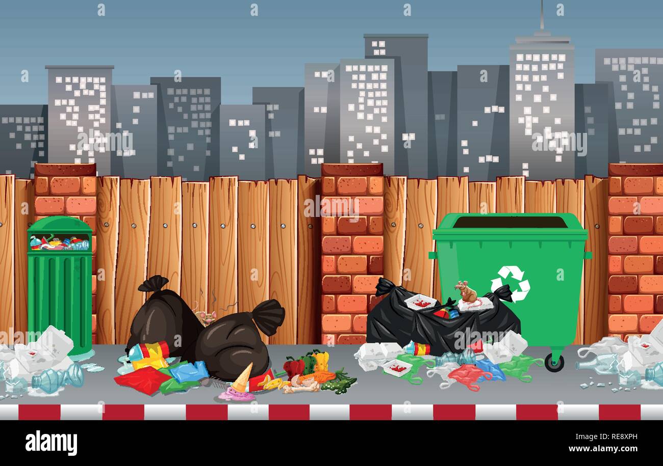 Litter in the urban town illustration Stock Vector Image & Art - Alamy