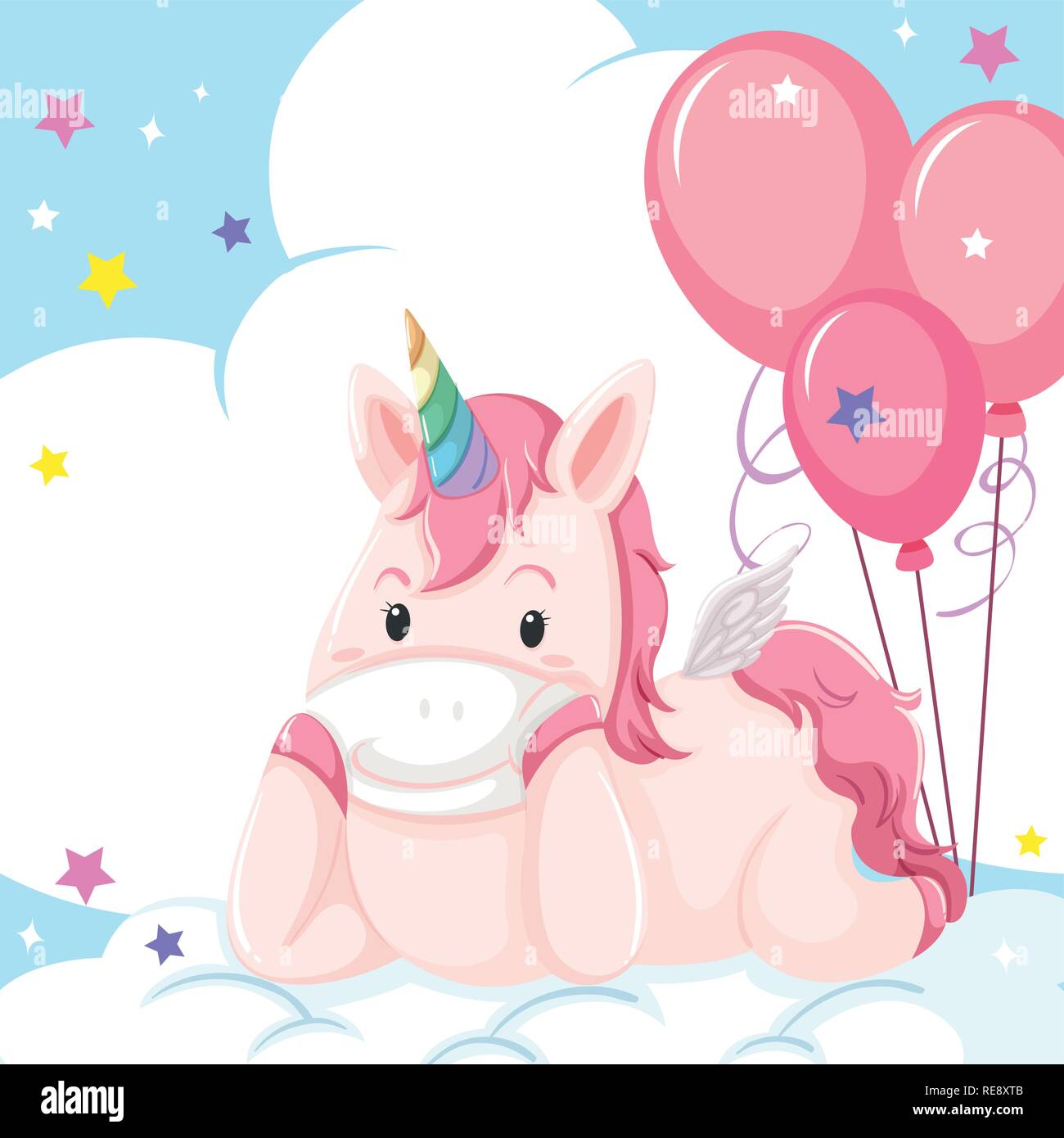 A unicorn character on cloud illustration Stock Vector Image & Art - Alamy