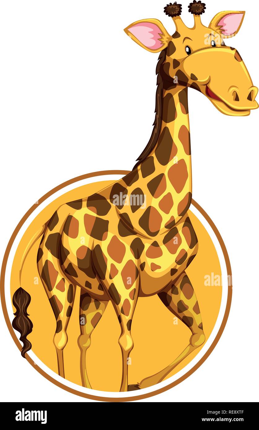A giraffe on sticker template illustration Stock Vector Image & Art - Alamy