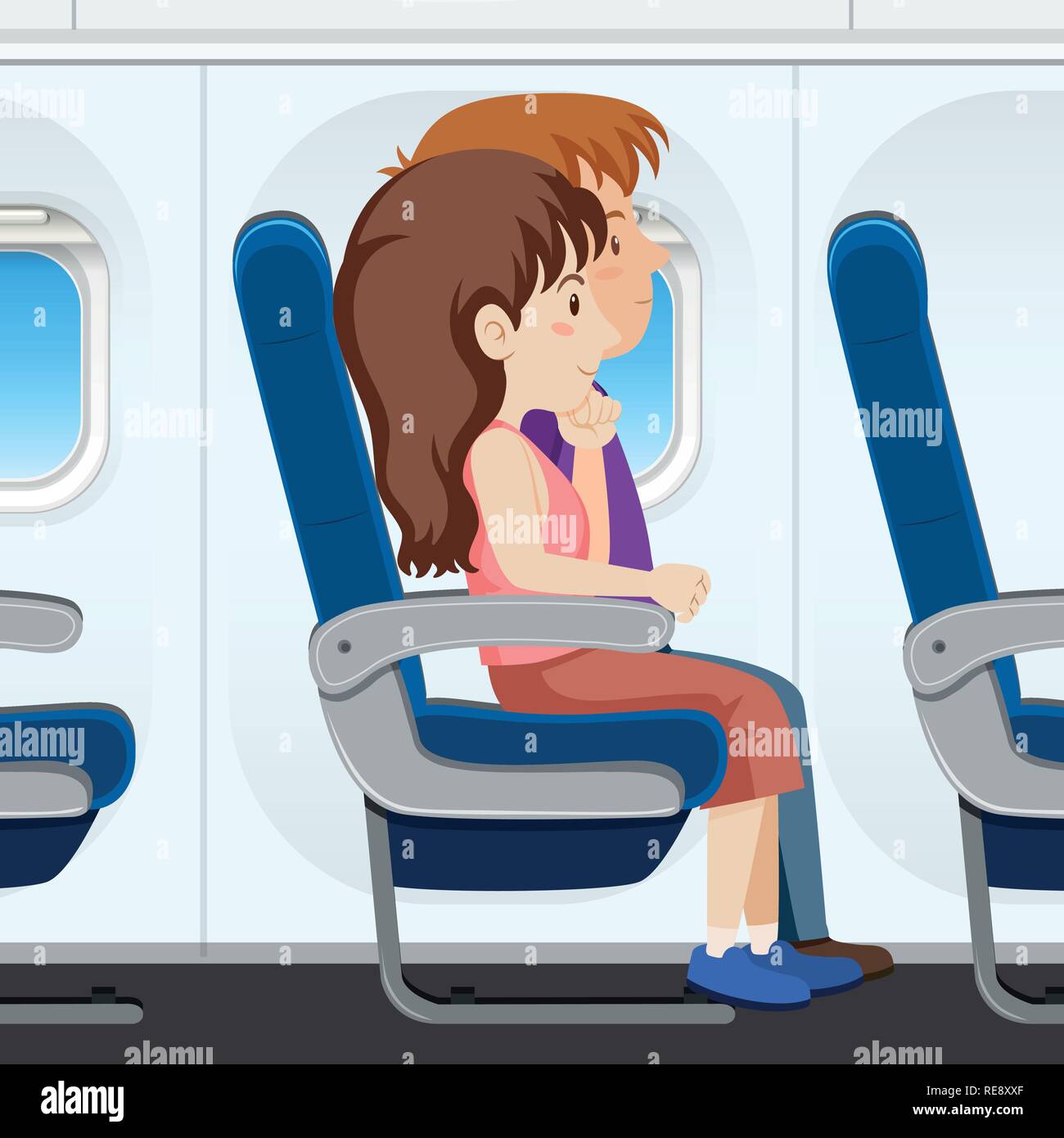 Passenger on the plane seat illustration Stock Vector Image & Art - Alamy