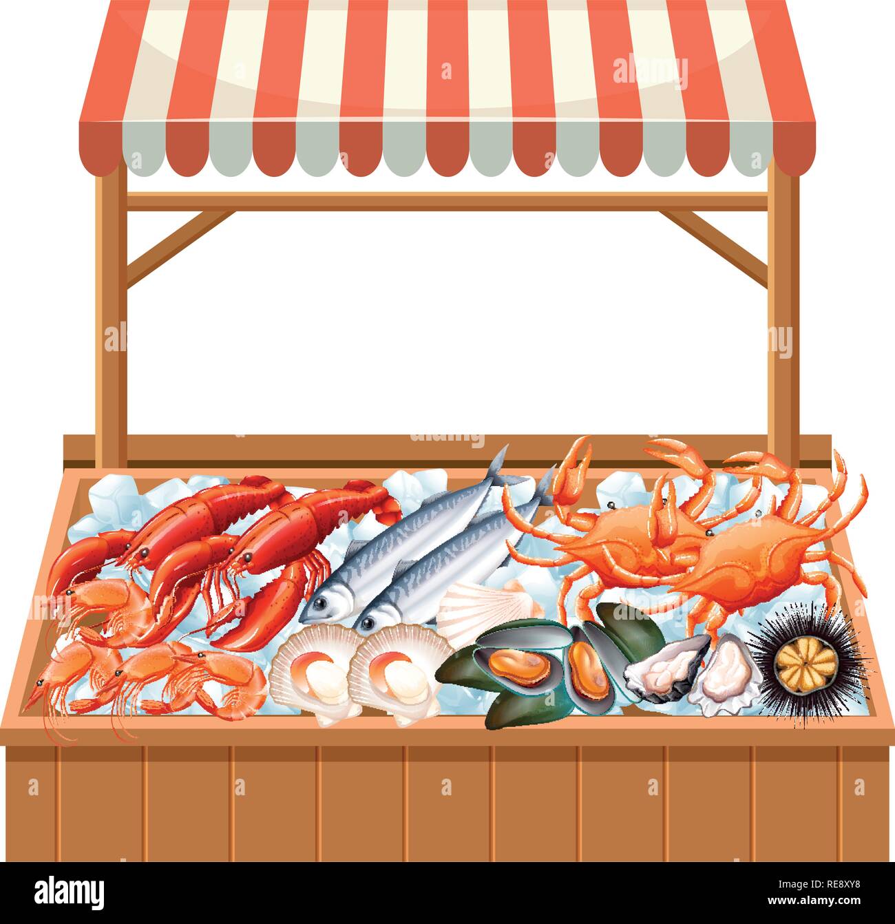 A seafood stall on white background illustration Stock Vector Image ...