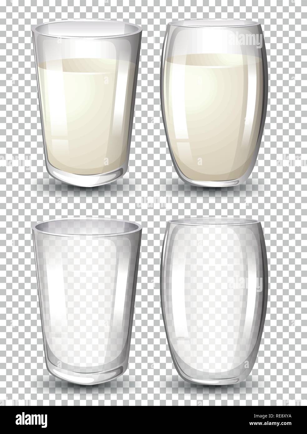Set of glass of milk illustration Stock Vector Image & Art - Alamy