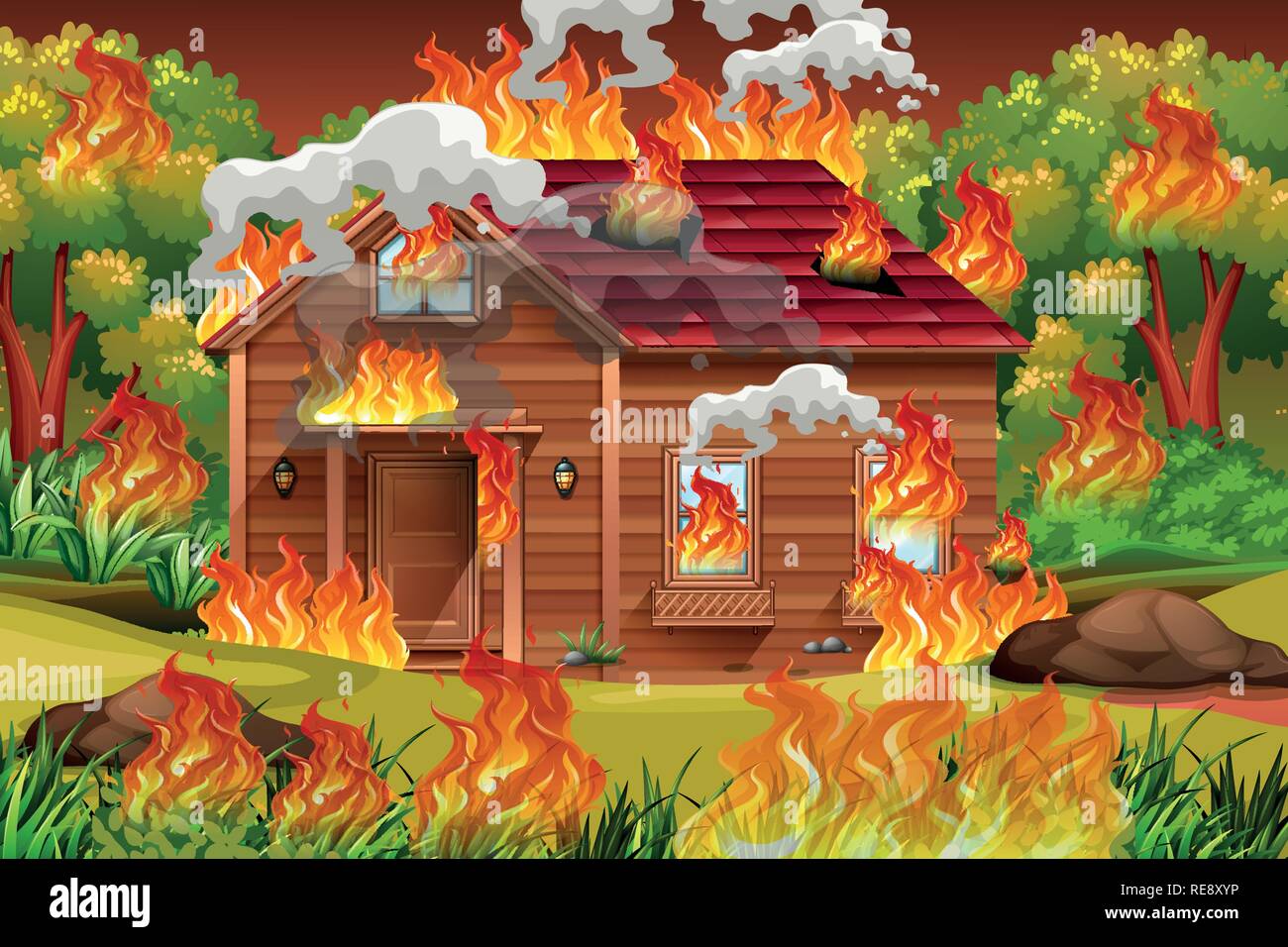 Tree on fire forest Stock Vector Images - Alamy