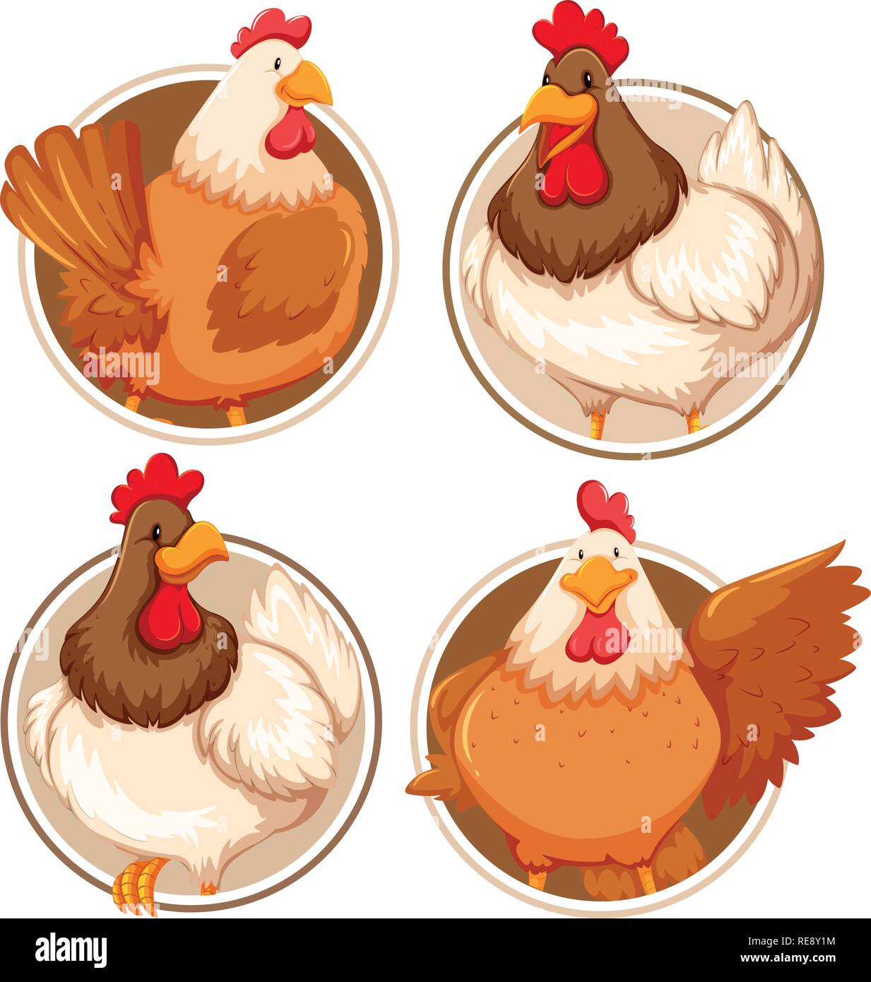 Set of checken in circle template illustration Stock Vector Image & Art ...