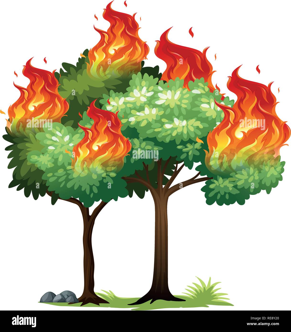 Isolared fire on tree illustration Stock Vector Image & Art - Alamy