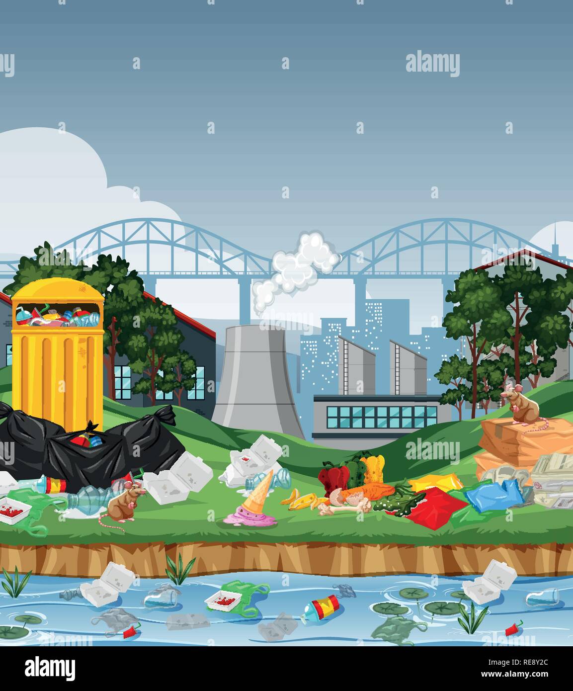 Litter in the urban town illustration Stock Vector Image & Art - Alamy