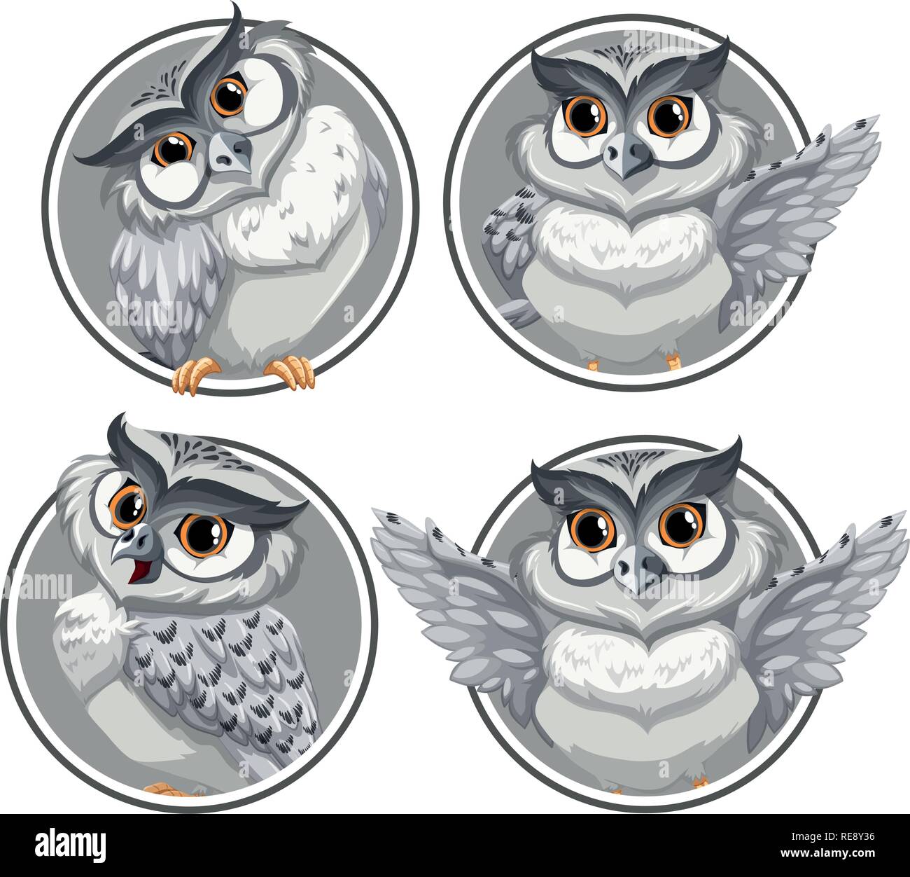 Set of owl on circle template illustration Stock Vector Image & Art - Alamy