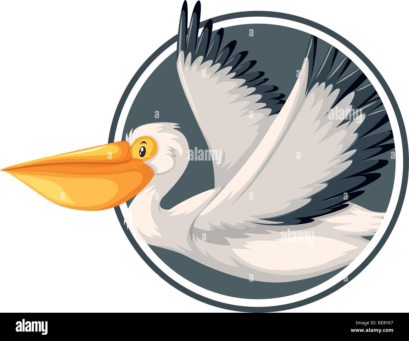 Pelican flying in circle template illustration Stock Vector Image & Art ...