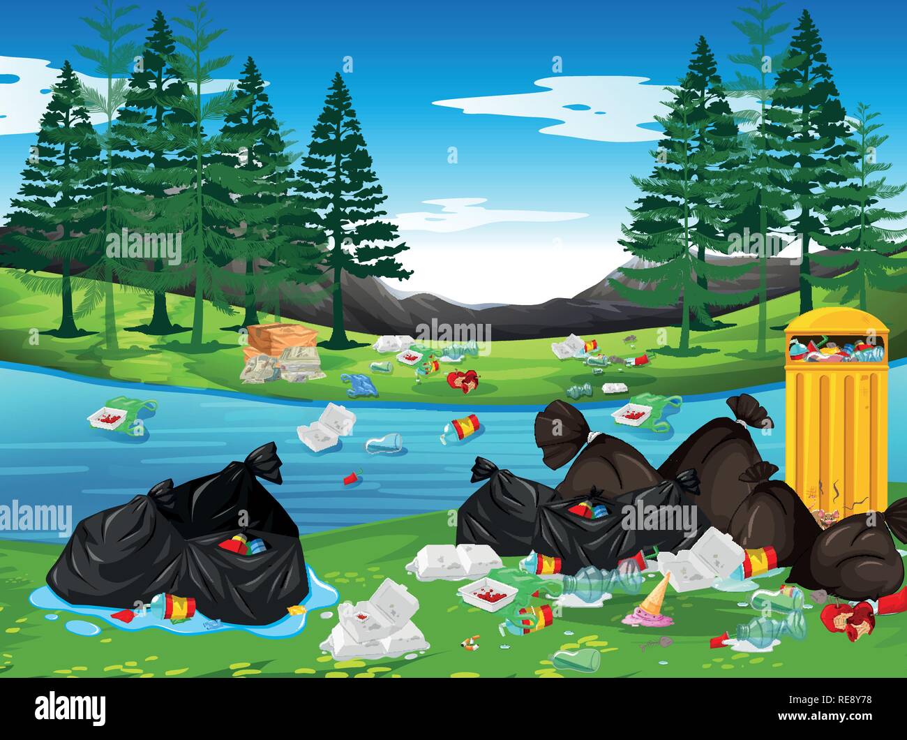 Litter in the park illustration Stock Vector Image & Art - Alamy