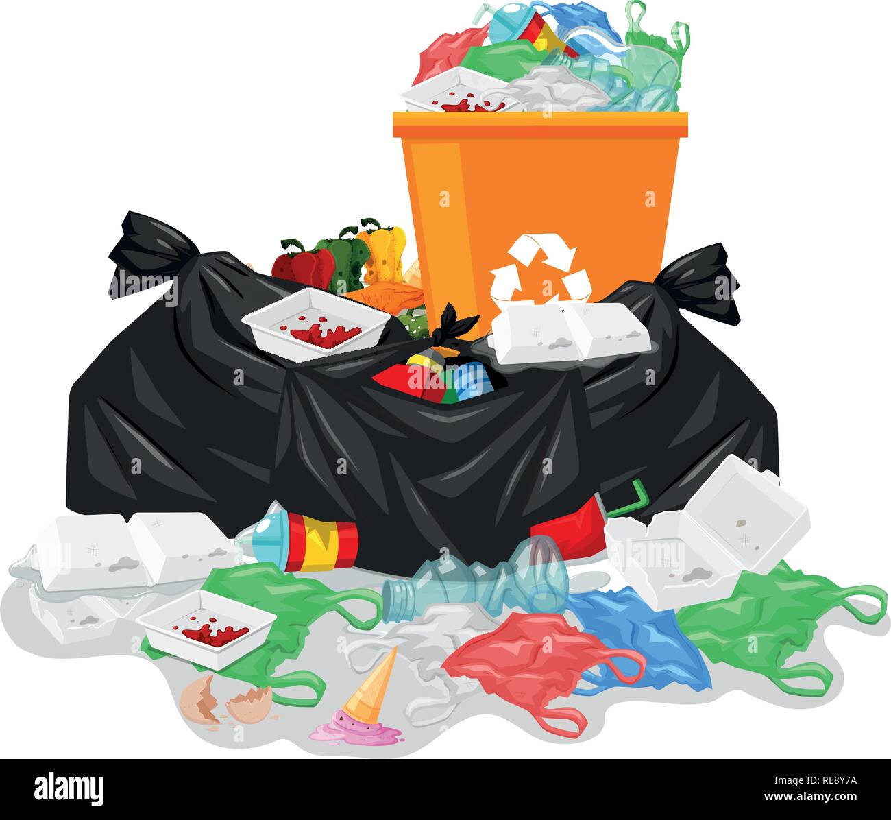 Trash on white background illustration Stock Vector Image & Art - Alamy