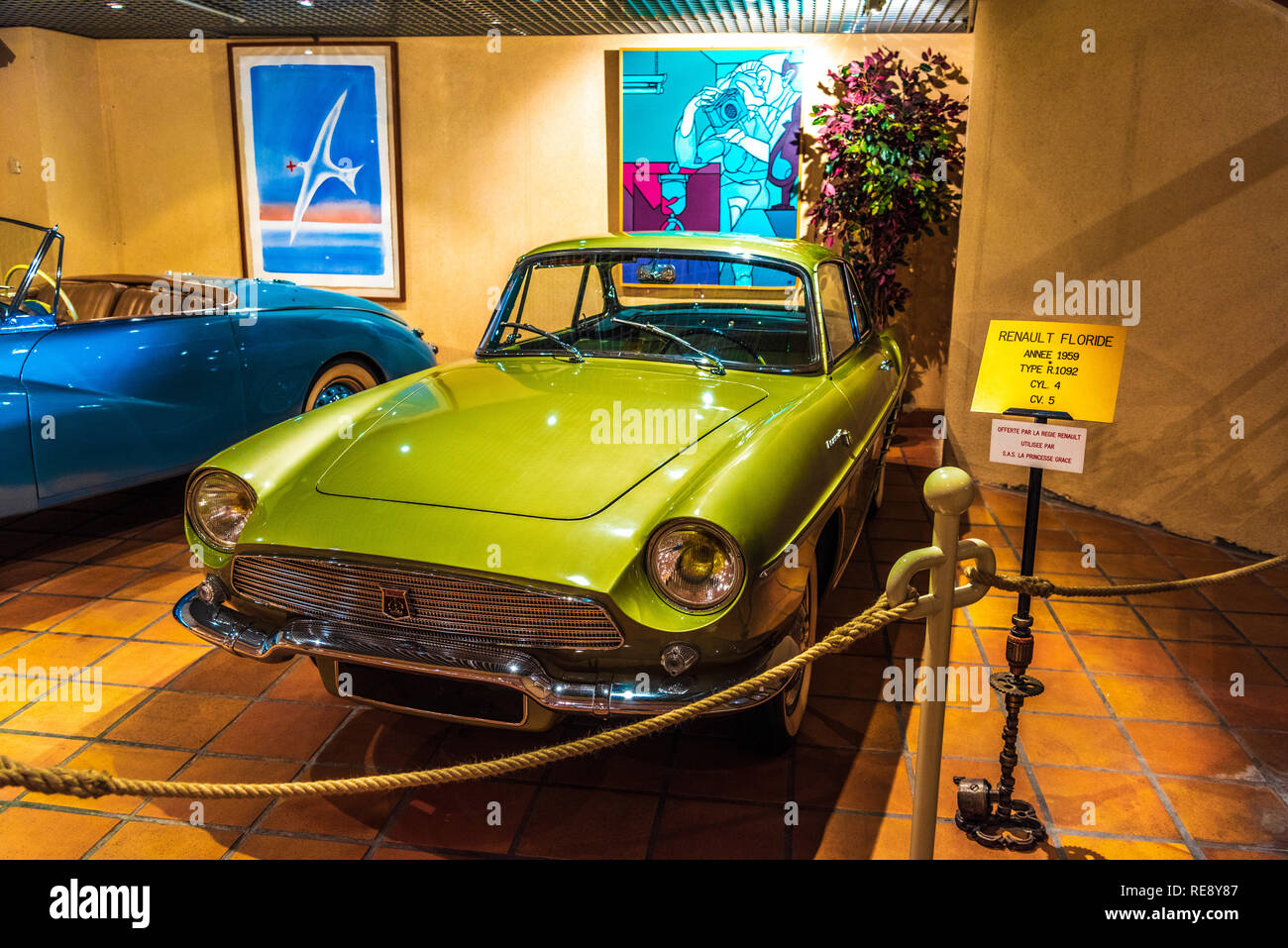FONTVIEILLE, MONACO - JUN 2017: green RENAULT FLORIDE R.1092 1959 in ...