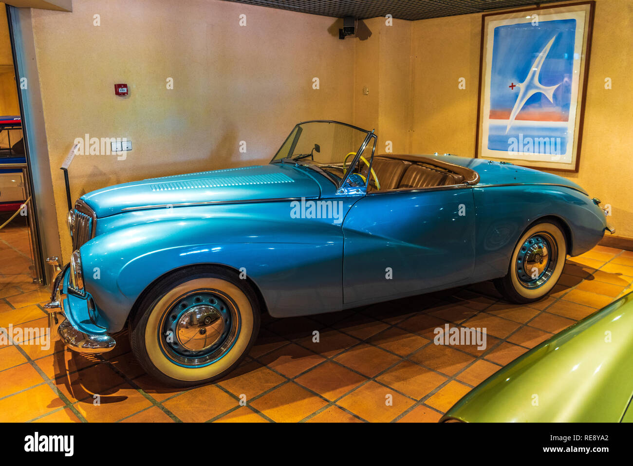 FONTVIEILLE, MONACO - JUN 2017: blue SUNBEAM ALPINE CABRIO 1954 in ...