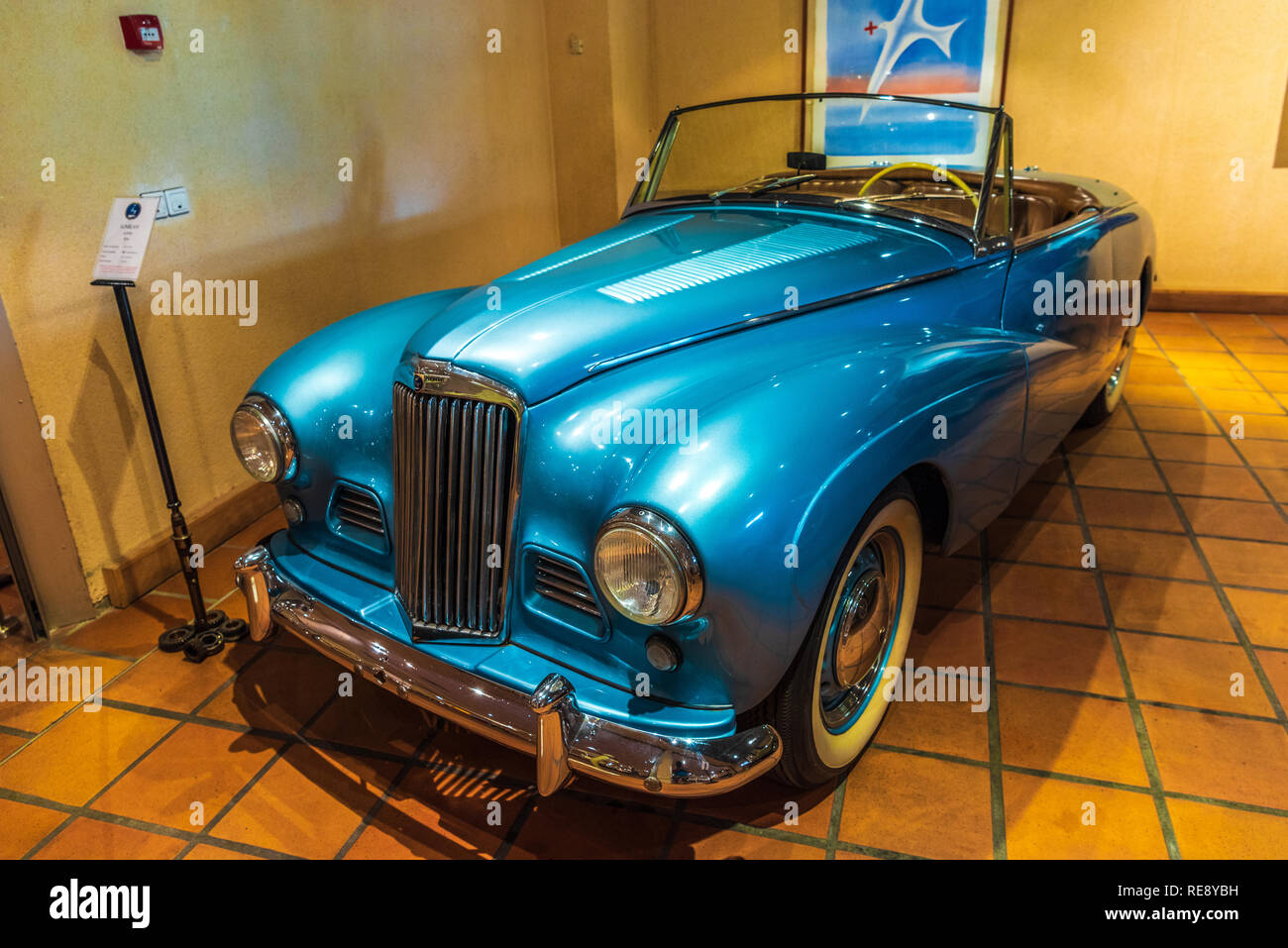 FONTVIEILLE, MONACO - JUN 2017: blue SUNBEAM ALPINE CABRIO 1954 in ...