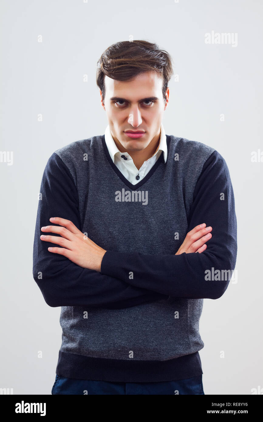 Angry caucasian businessman scolding camera hi-res stock photography ...