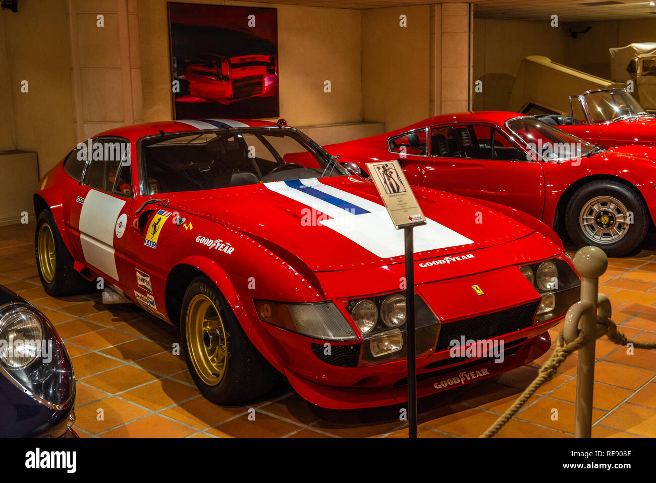 FONTVIEILLE, MONACO - JUN 2017: red FERRARI 365 GTB 4 DAYTONA 1972 in ...