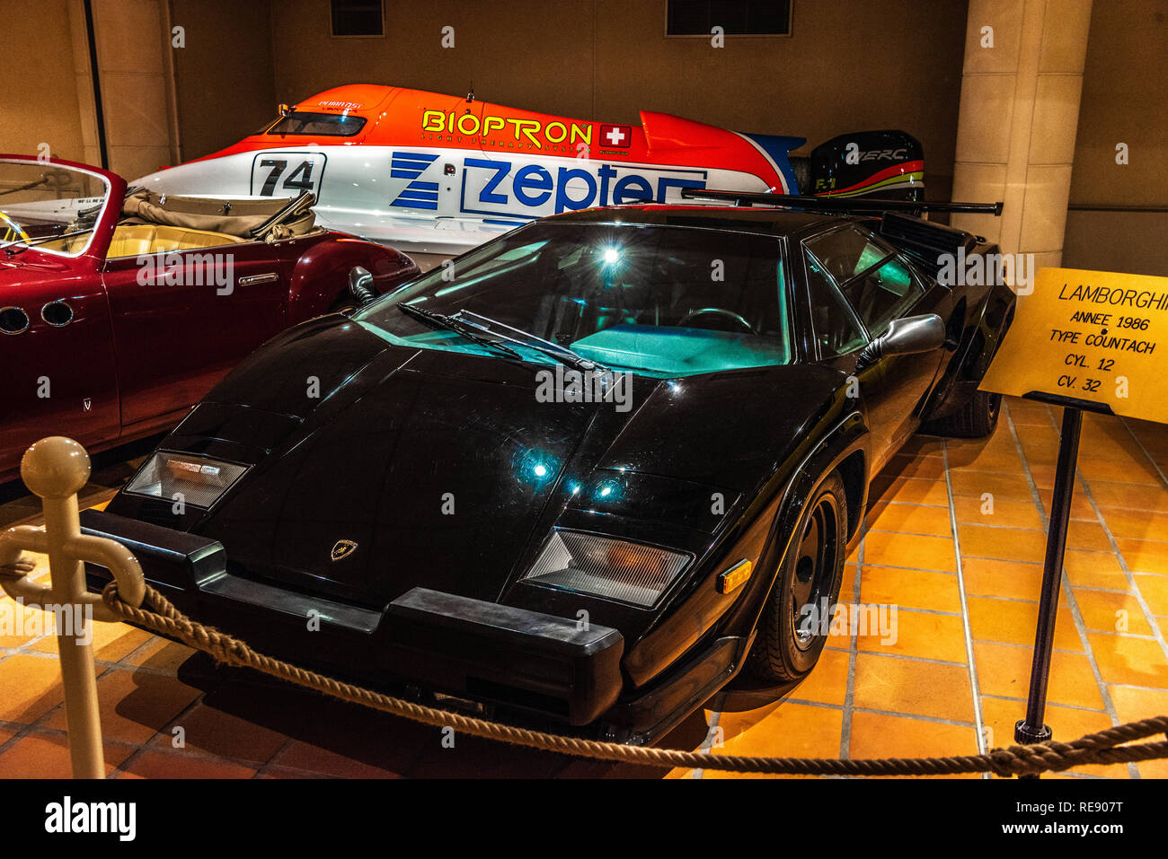 FONTVIEILLE, MONACO - JUN 2017: black LAMBORGHINI COUNTACH 1986 in ...