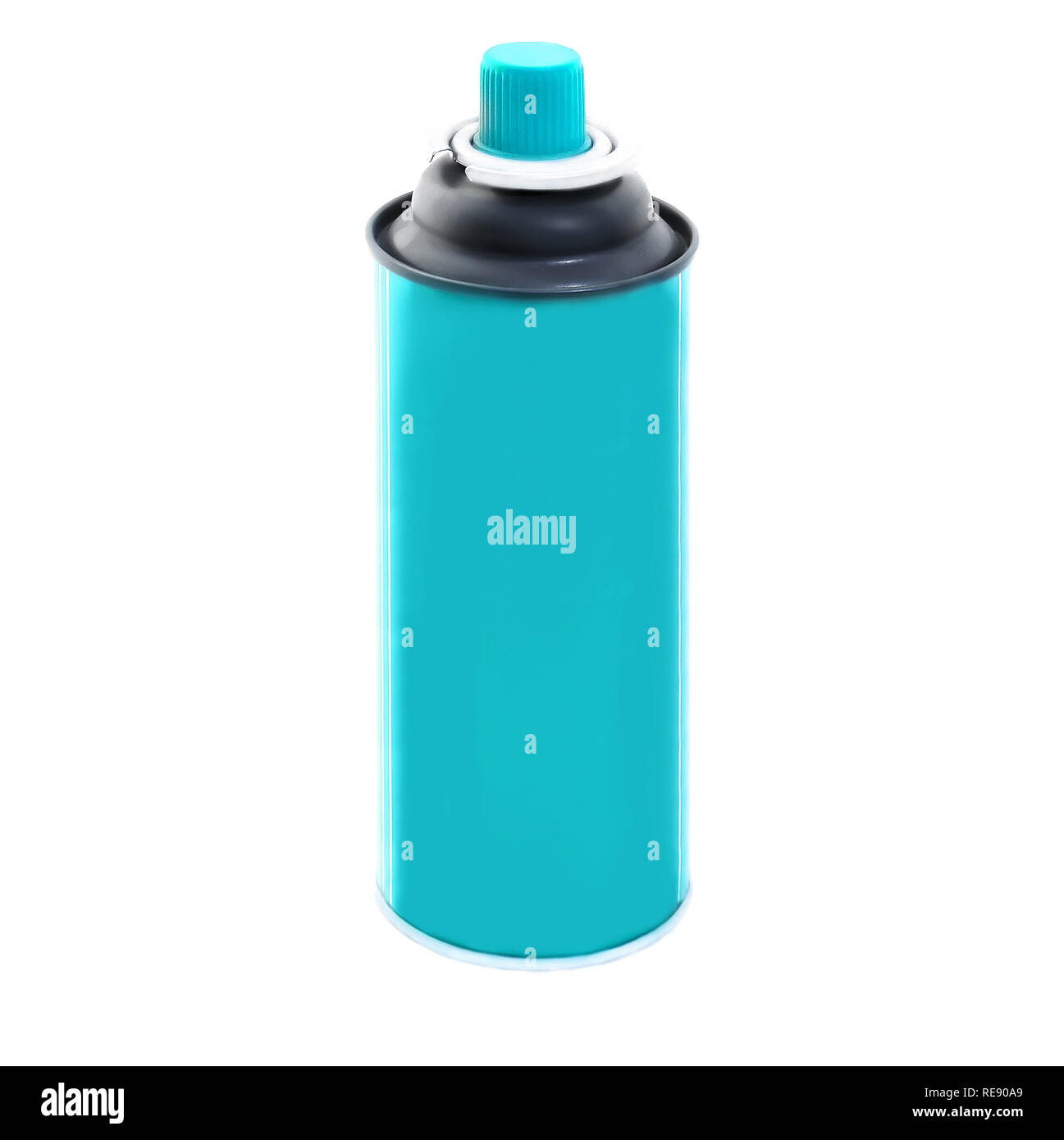 Blue color spray can isolated on white background Stock Photo - Alamy