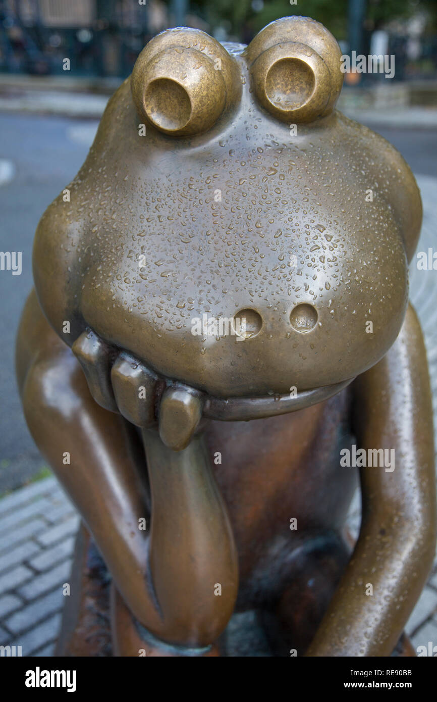 Boston, Massachusetts - October 25, 2018 - Bronze frog overlooks ...