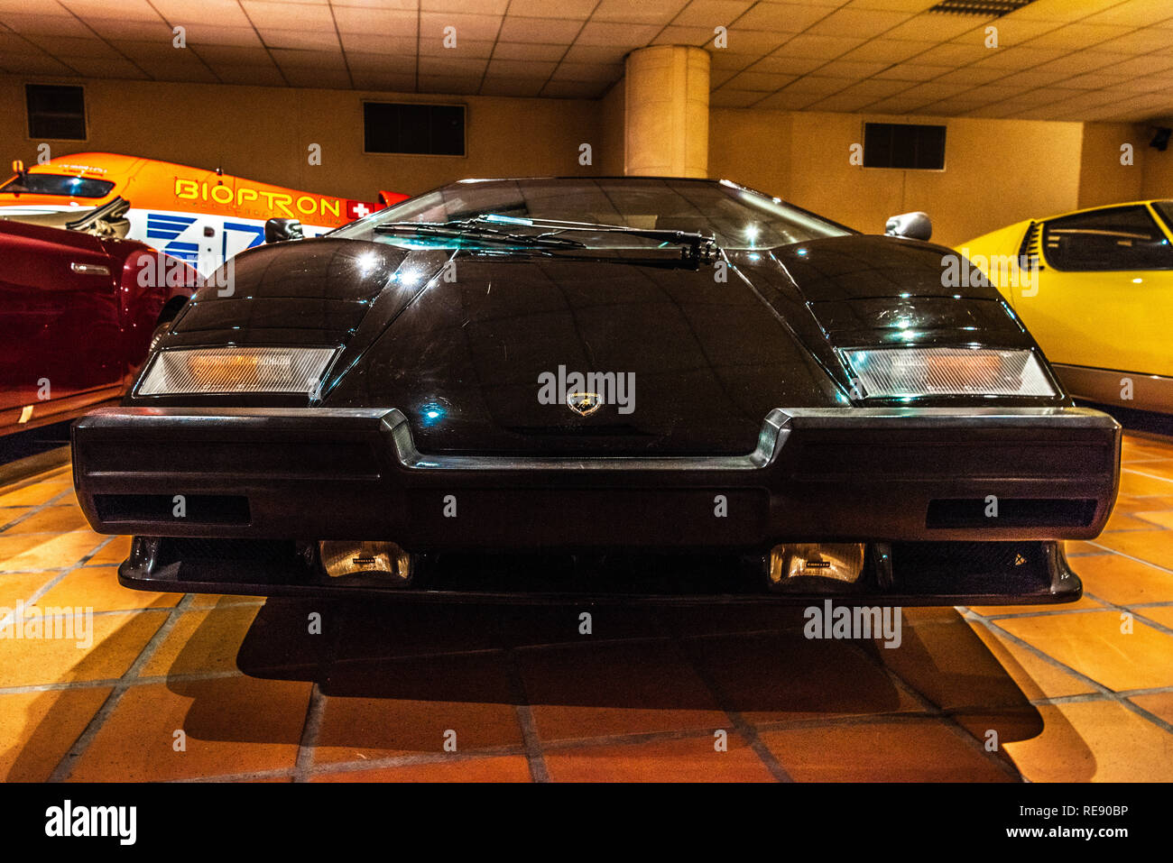 FONTVIEILLE, MONACO - JUN 2017: black LAMBORGHINI COUNTACH 1986 in ...