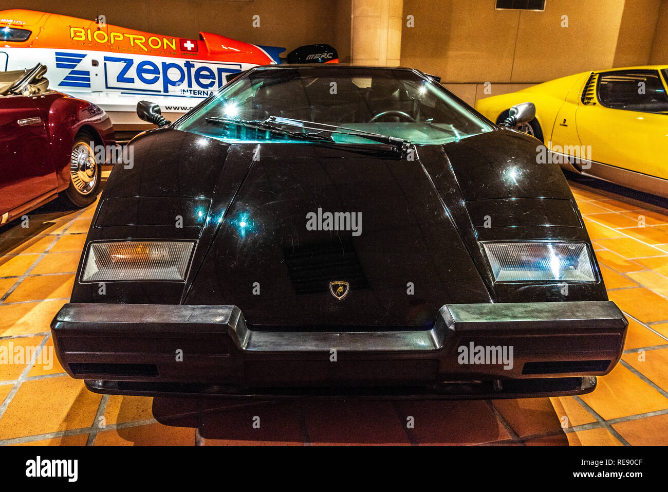 FONTVIEILLE, MONACO - JUN 2017: black LAMBORGHINI COUNTACH 1986 in ...