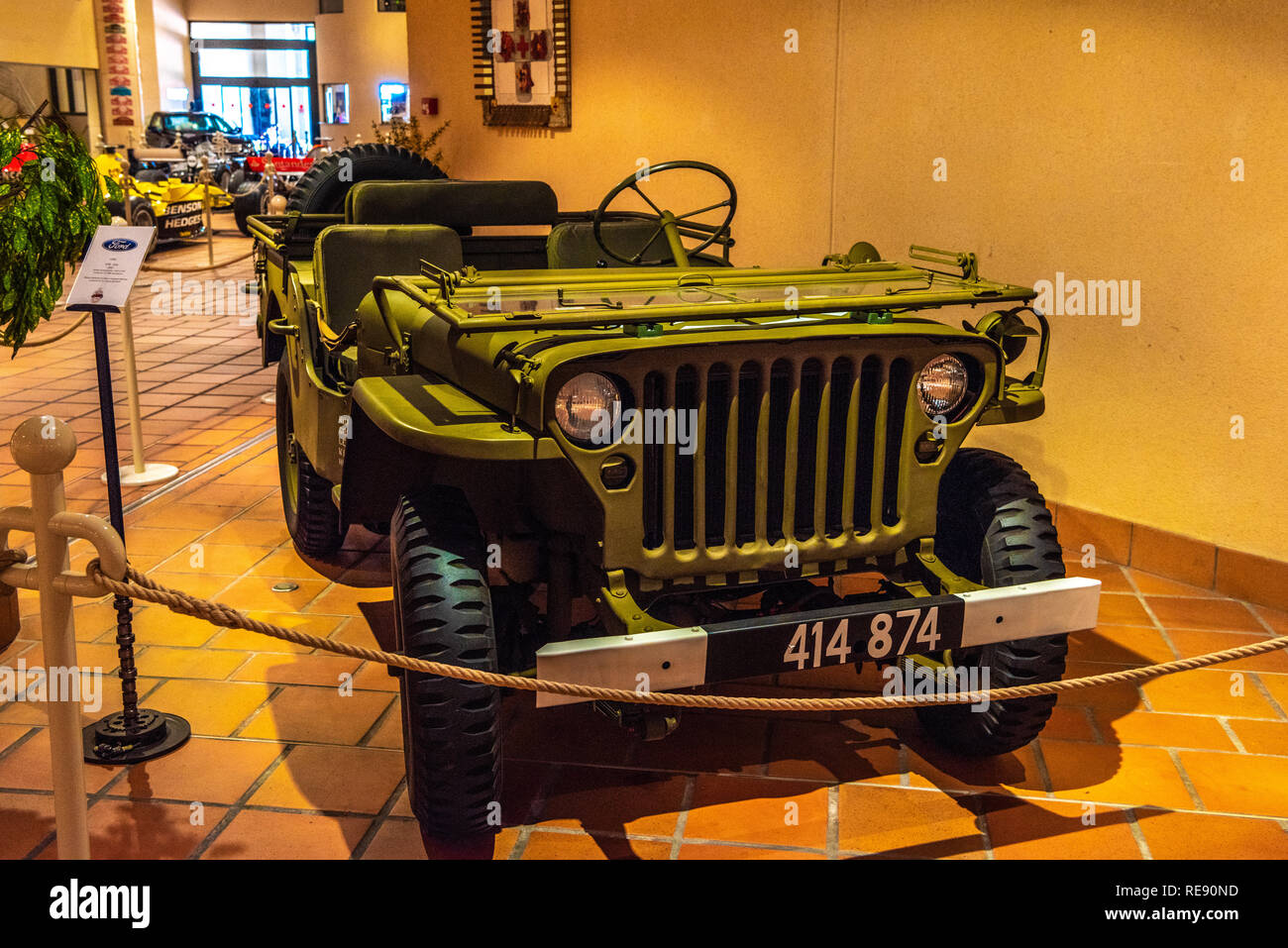 FONTVIEILLE, MONACO - JUN 2017: green FORD GPW - Jeep 1942 in Monaco ...