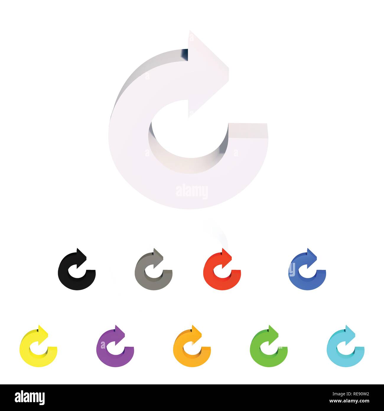 Set of arrows. 3D. The direction round. Vector illustration Stock ...